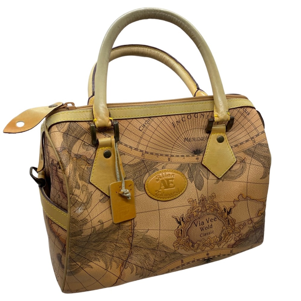 Vintage Allan Edward World Map Atlas Purse Leather Sp… - Gem